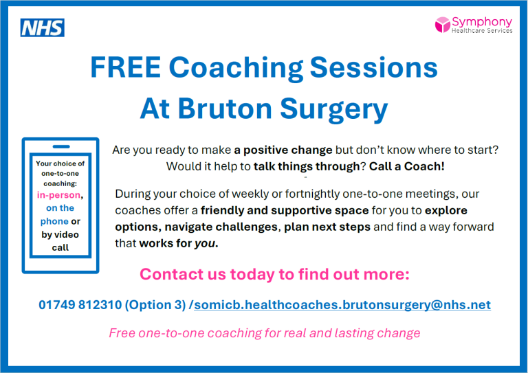 FREE One-to-One Coaching sessions now available - Bruton Surgery